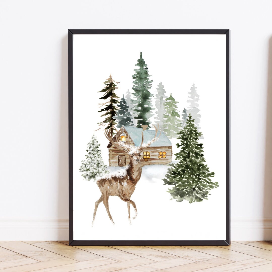 Christmas Prints 8x10 Christmas Trees Printable Christmas Sign Deer in ...