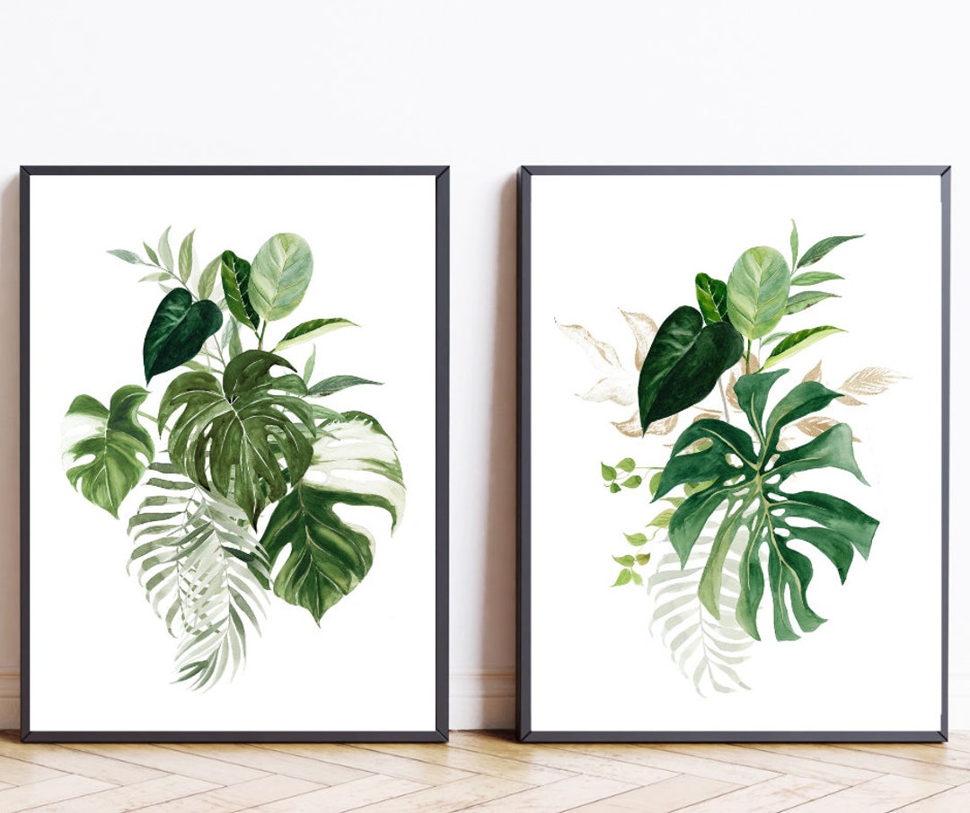 Monstera Prints Set of 2 Monstera Printable Watercolor Monstera Print ...