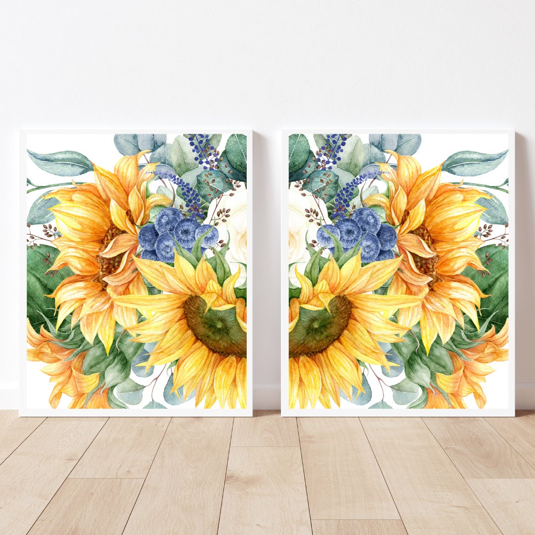Sunflower Print Wall Art Sunflower Print Set of 3 Sunflower Art Print ...