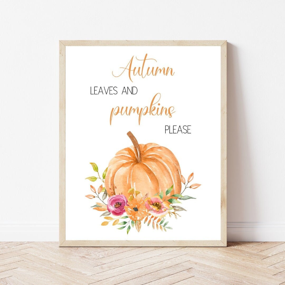 Fall Prints Wall Art Fall Printables Watercolor Floral Autumn ...