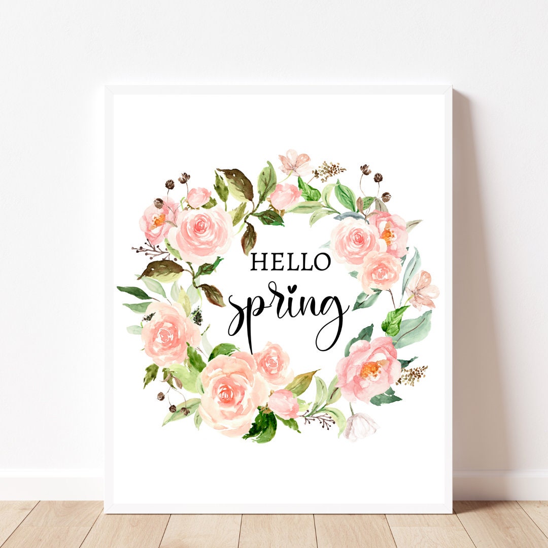 Hello Spring Prints Spring Print Spring Printable Wall Art Farmhouse ...