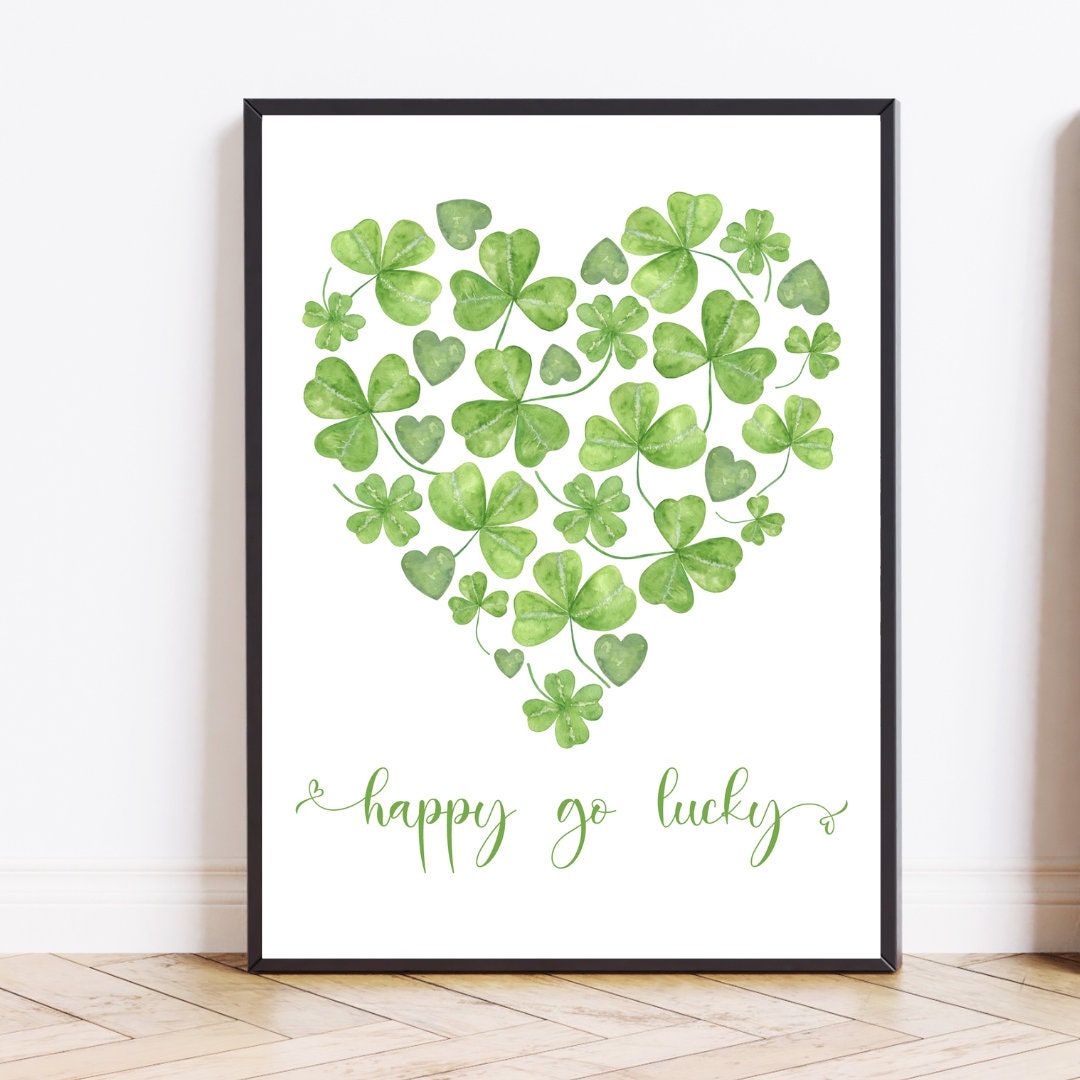 St Patrick Day Print Happy Go Lucky Irish Printable Irish Home Decor St ...
