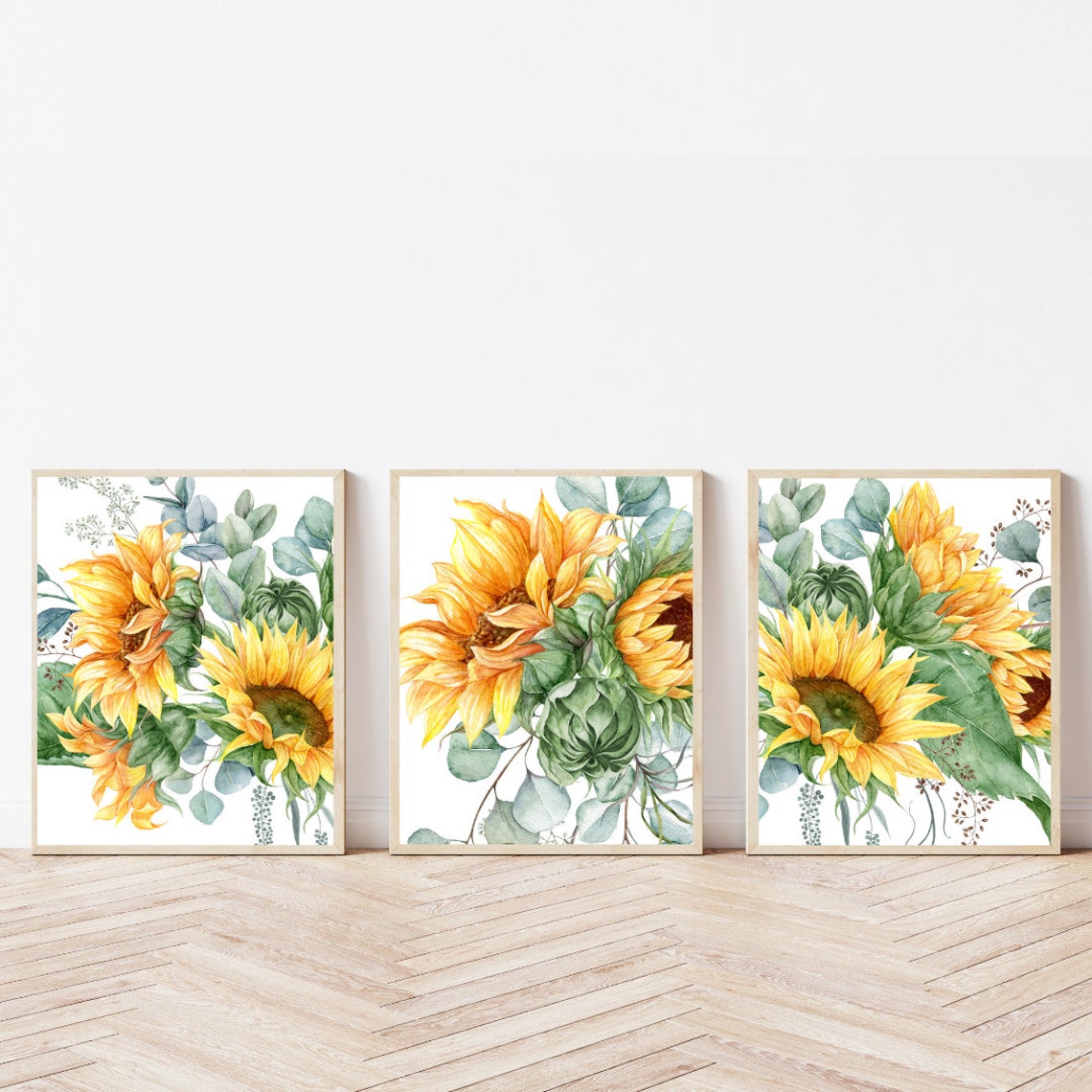 Sunflower Art Set of 3 Sunflower Wall Art Sunflower Decor - Etsy