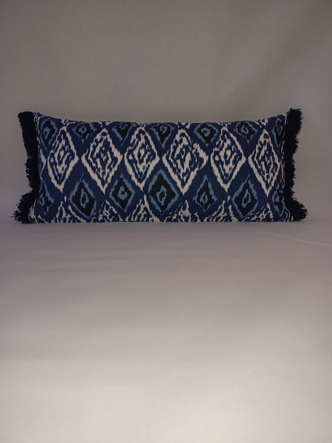 Navy Blue and White Aztec Design With Chenille Brush Fringe - Etsy