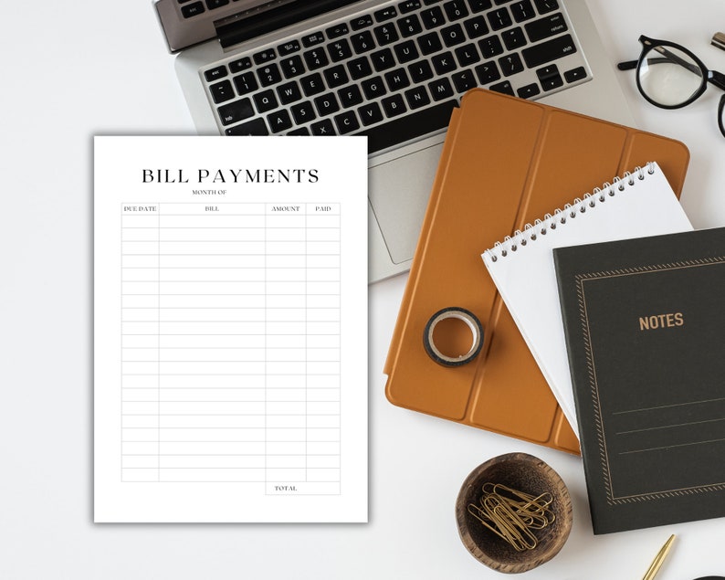 BILL TRACKER, Bill Tracker Printable, Bill Tracker List, Bill Payment ...