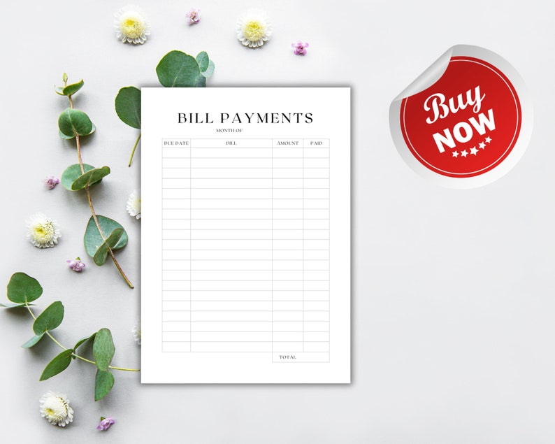 BILL TRACKER, Bill Tracker Printable, Bill Tracker List, Bill Payment ...