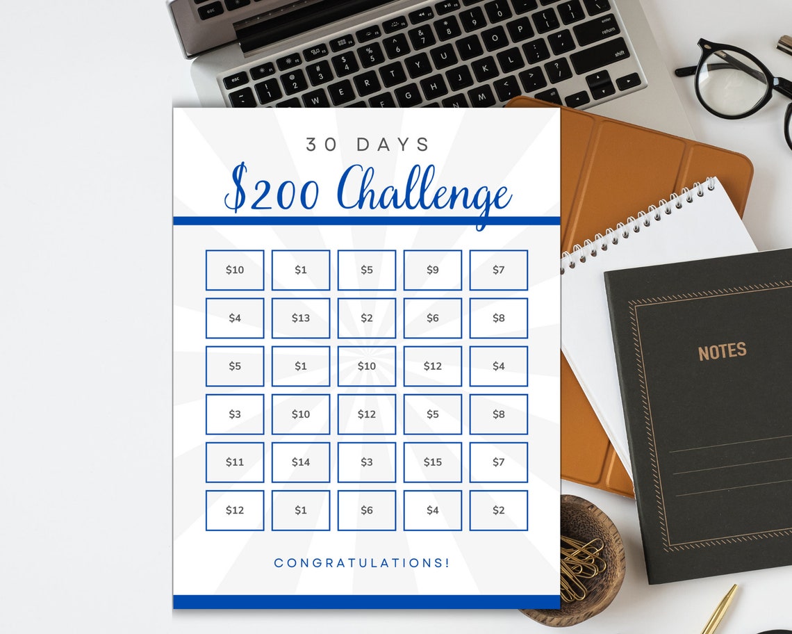 200 DOLLAR SAVING CHALLENGE, Printable 200 Dollar Savings Challenge ...