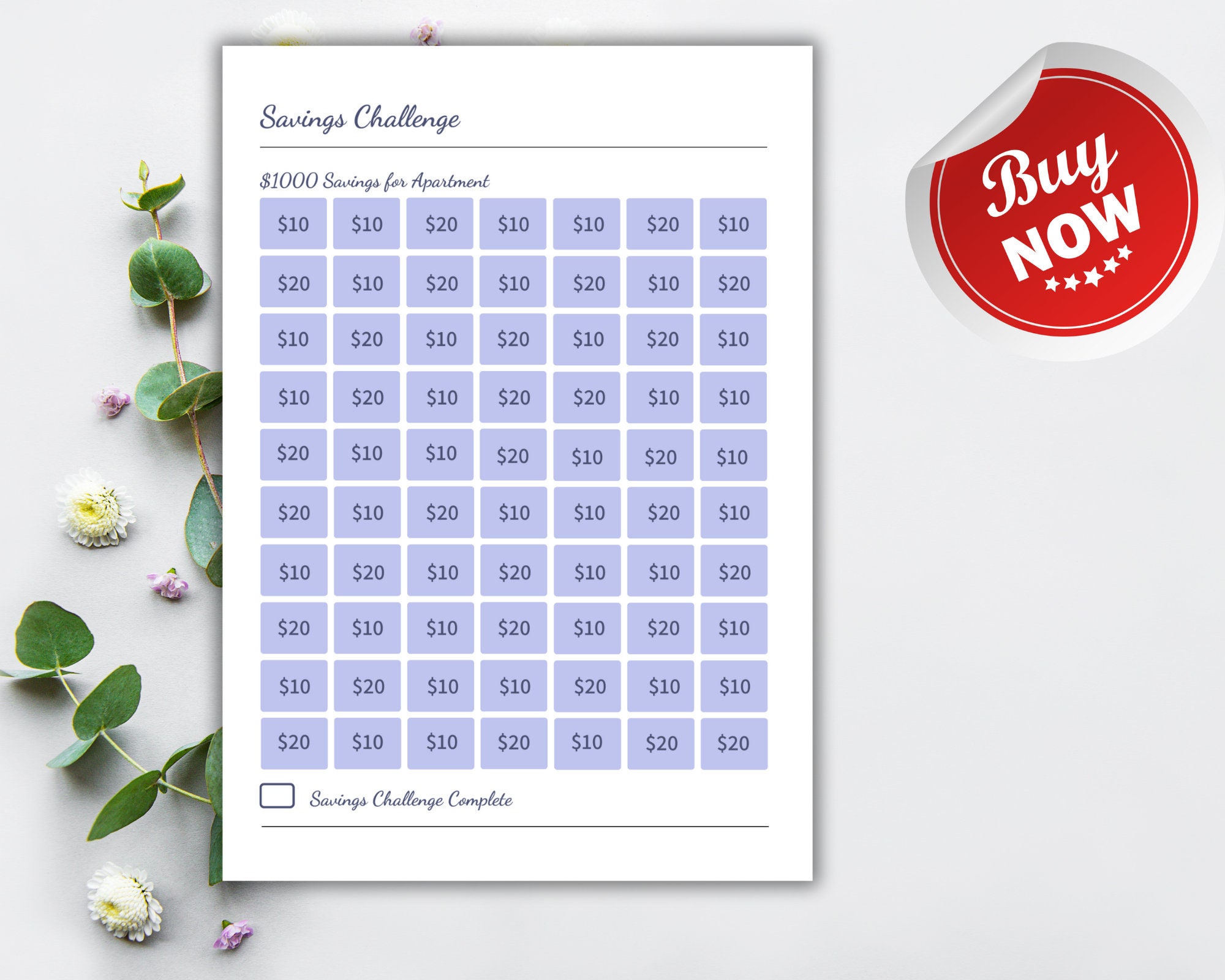 1000 DOLLAR SAVINGS CHALLENGE, Printable 1000 Dollar Savings Challenge ...