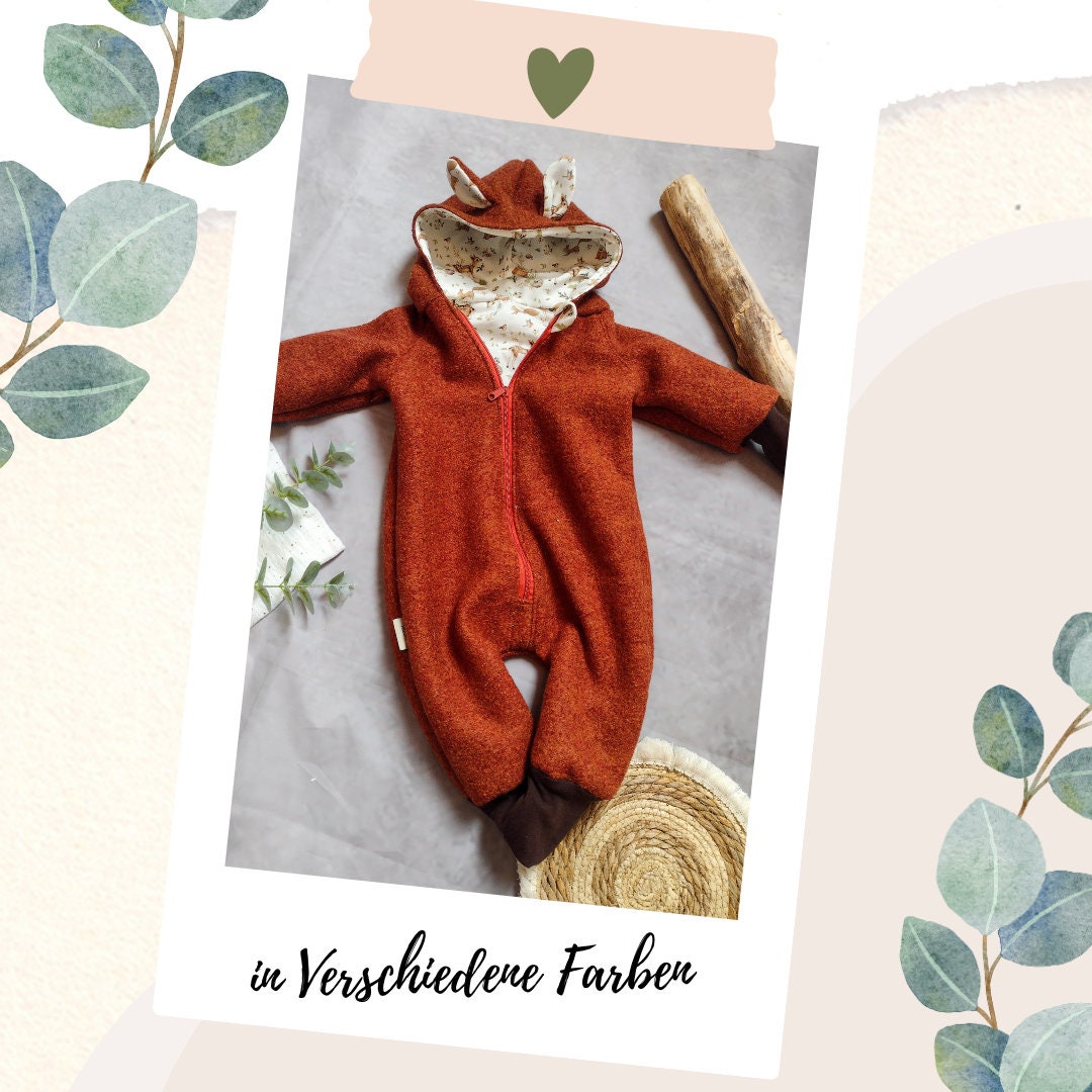 Wool Overall Fox With Forest Animals Cuffs Zipper Rust Red - Etsy