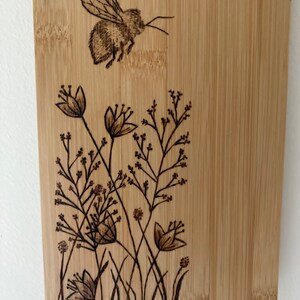 Bee & Spring Design Serving Board. Pyrography by Hand, Home Gift ...