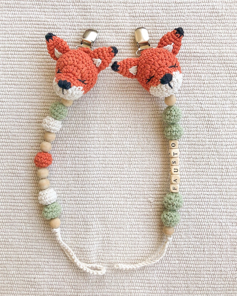 Personalized Pacifier Holder of Animals With Wooden Balls and Name ...