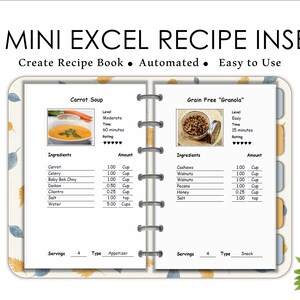 HP Mini Recipe Template - Excel Automated - Etsy