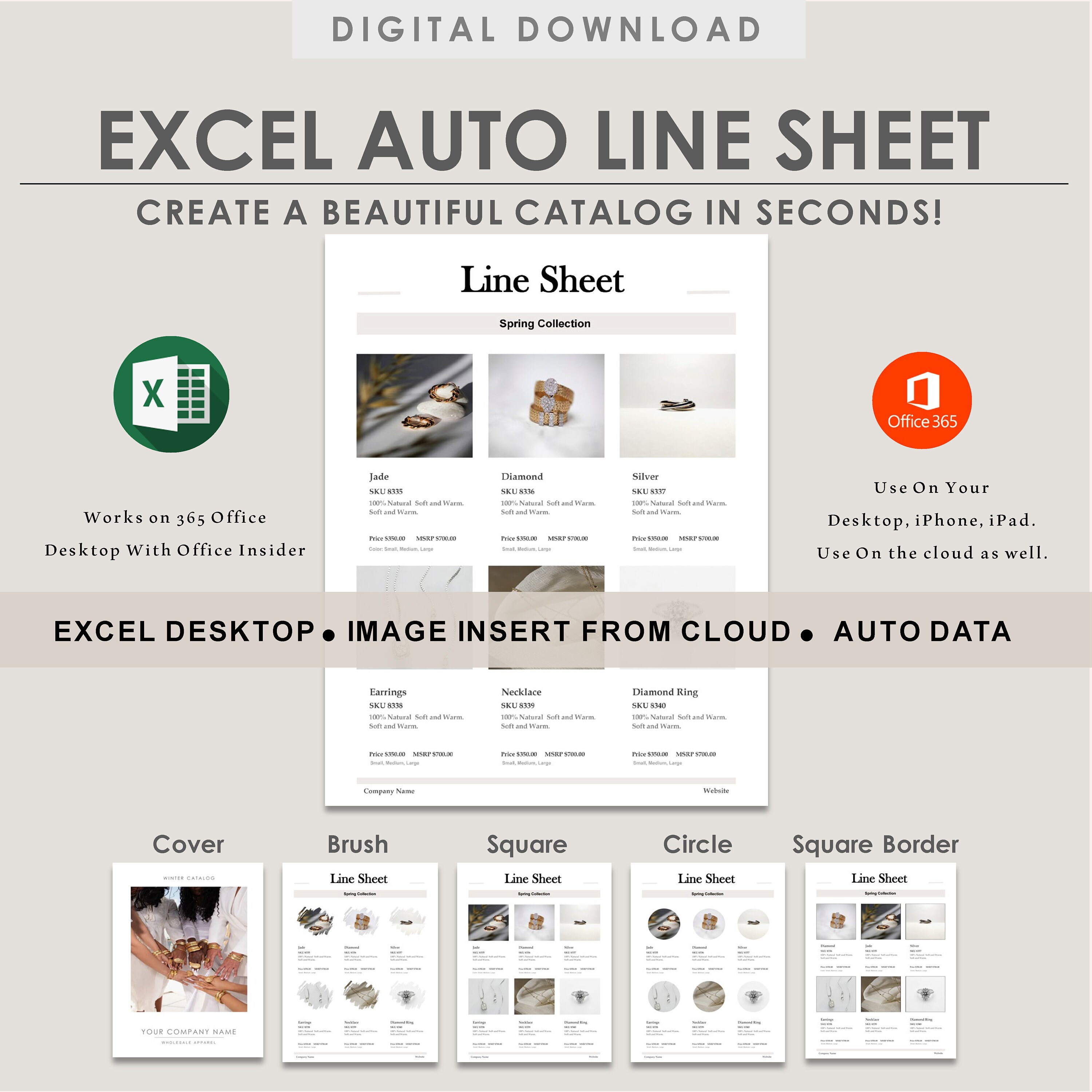 Automated Excel Line Sheet Template: Wholesale Retail Catalog (digital ...