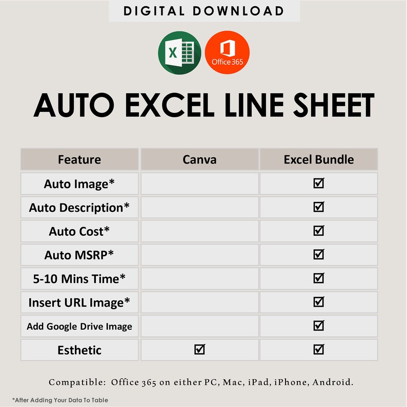 Auto Excel LTK Line Sheet - Wholesale Line Sheet - Automated Excel ...