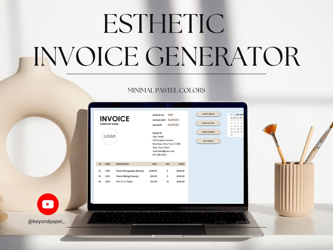 Invoice Template & Tracker Minimal Design Excel Desktop - Etsy