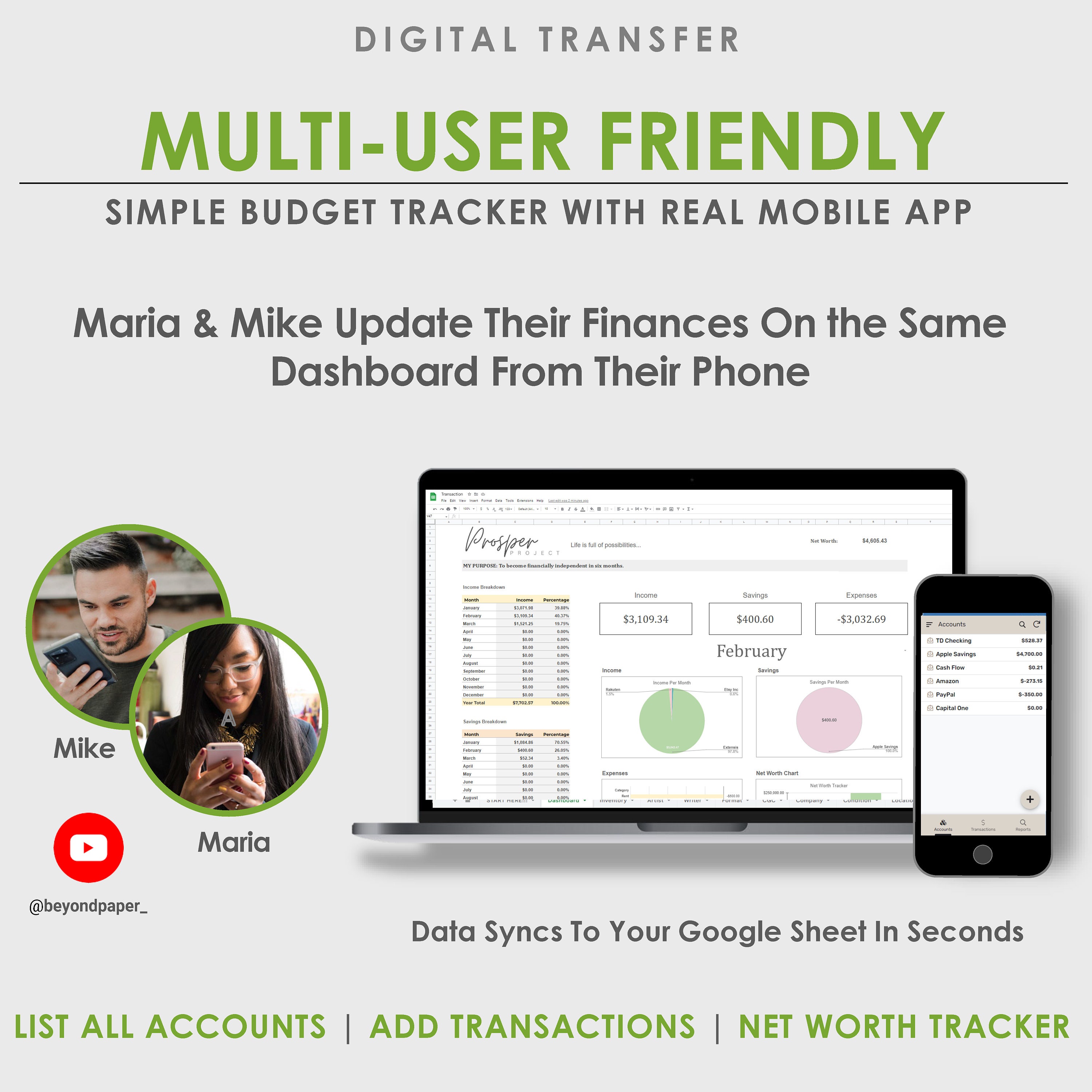 Master Your Budget - Dashboard and App - Update Google Sheet From Real ...