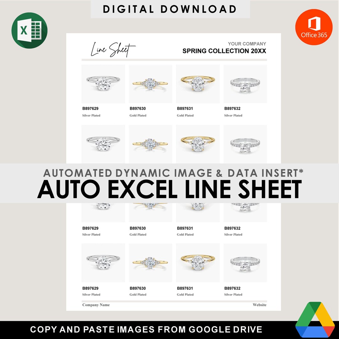 Auto Line Sheet - Wholesale Line Sheet - Automated Excel Workbook ...