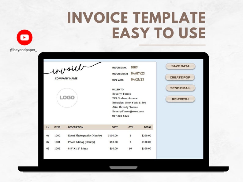 Invoice Template & Tracker Minimal Design Excel - Etsy