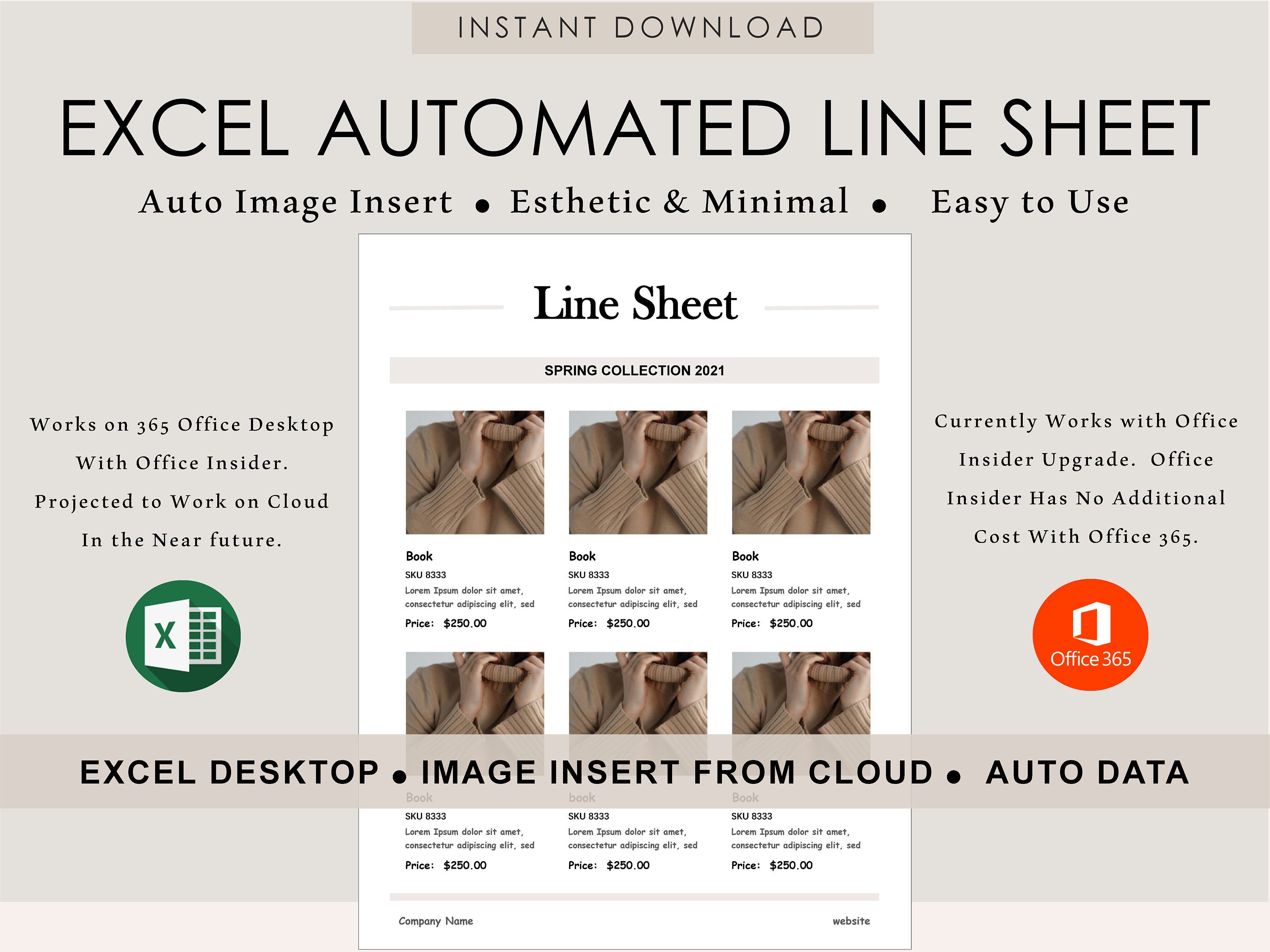 Line Sheet Wholesale Line Sheet Automated Excel Workbook Retail Line ...