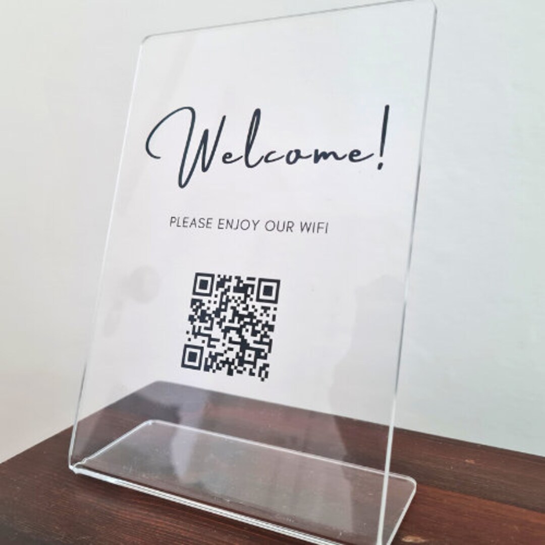 Plexiglass WIFI Welcome Sign With QR Code Personalized Airbnb House ...