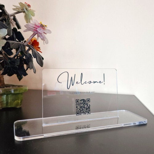Plexiglass WIFI Welcome Sign With QR Code Personalized Airbnb House ...