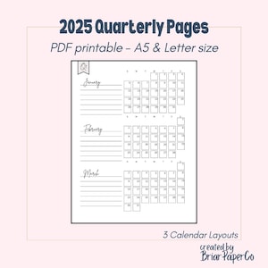2025 Quarterly Planner Pages | Dated and Undated | Letter and A5 ...