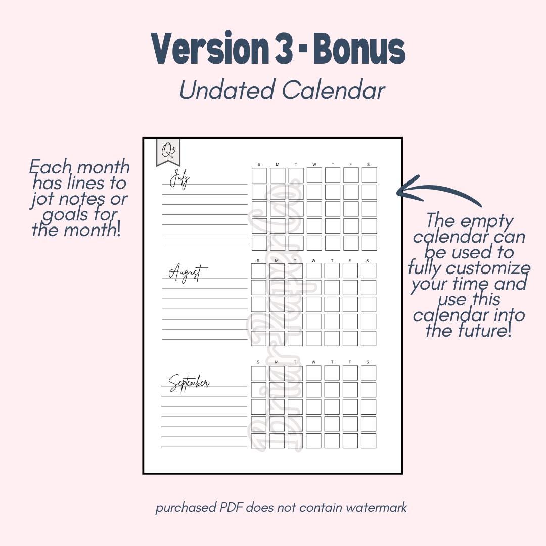 2025 Quarterly Planner Pages | Dated and Undated | Letter and A5 ...