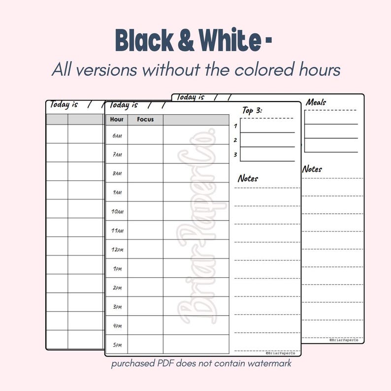 Rainbow Printable Daily Pages | Hourly Planner | US Letter | Instant ...