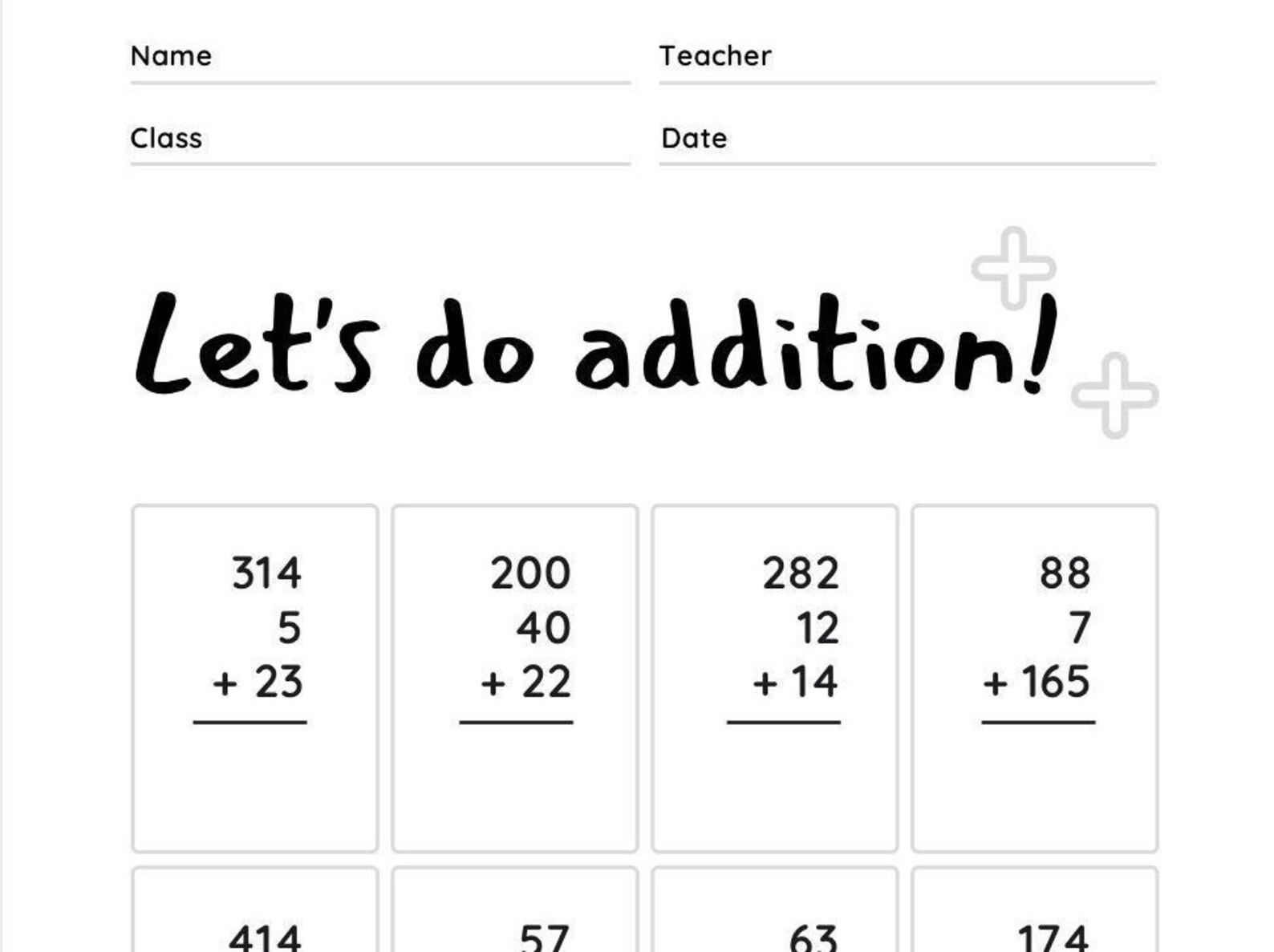 Simple Addition Practice Worksheet - Etsy
