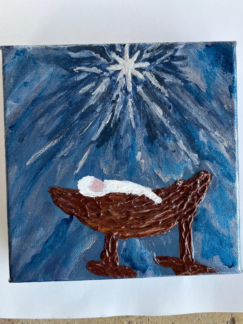 Small Nativity Scene on Canvas / Christmas Art/ Christmas Home Decor ...