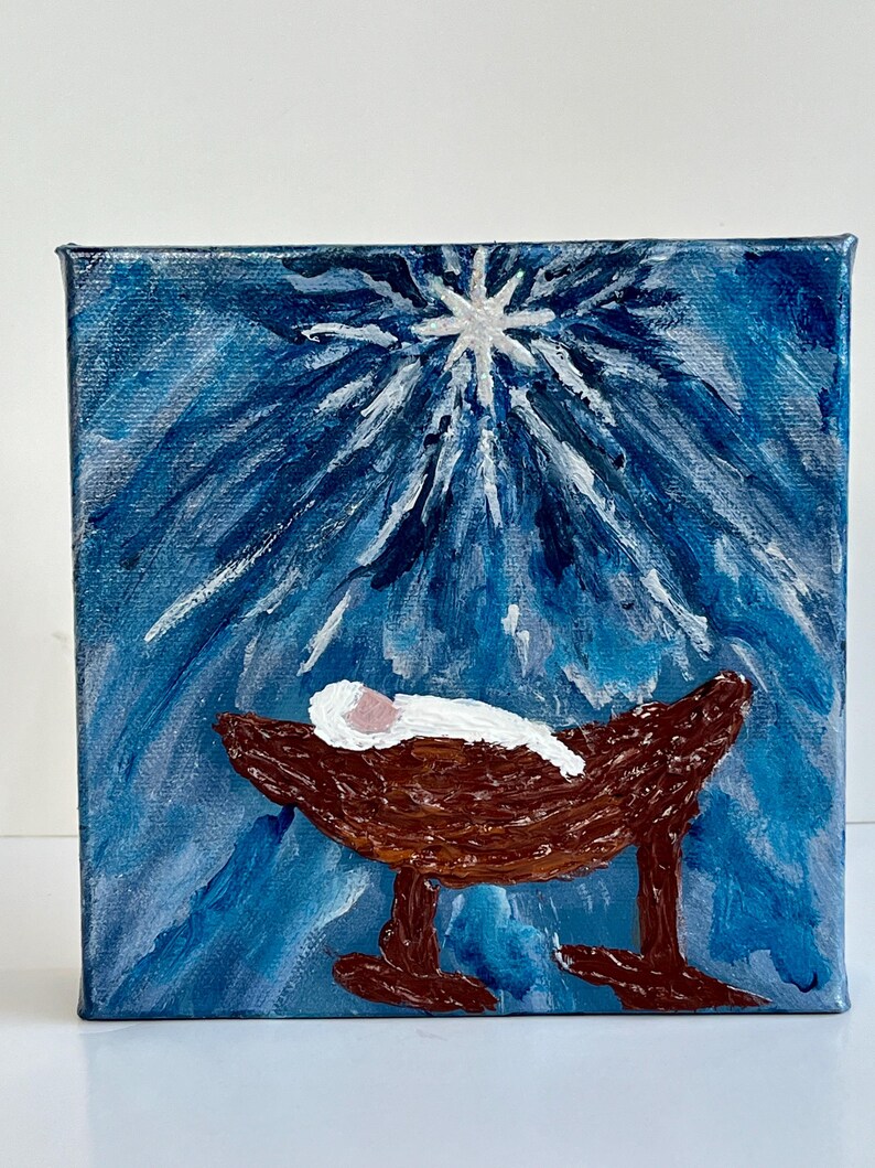Small Nativity Scene on Canvas / Christmas Art/ Christmas Home Decor ...
