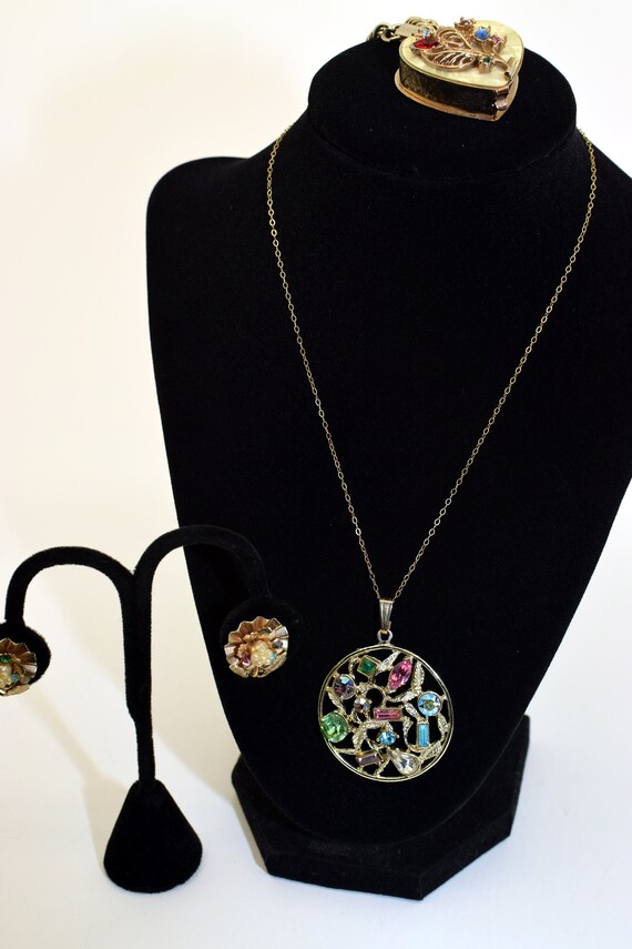 Multi Colored Rhinestone Set of a Necklace Bracelet and a - Etsy