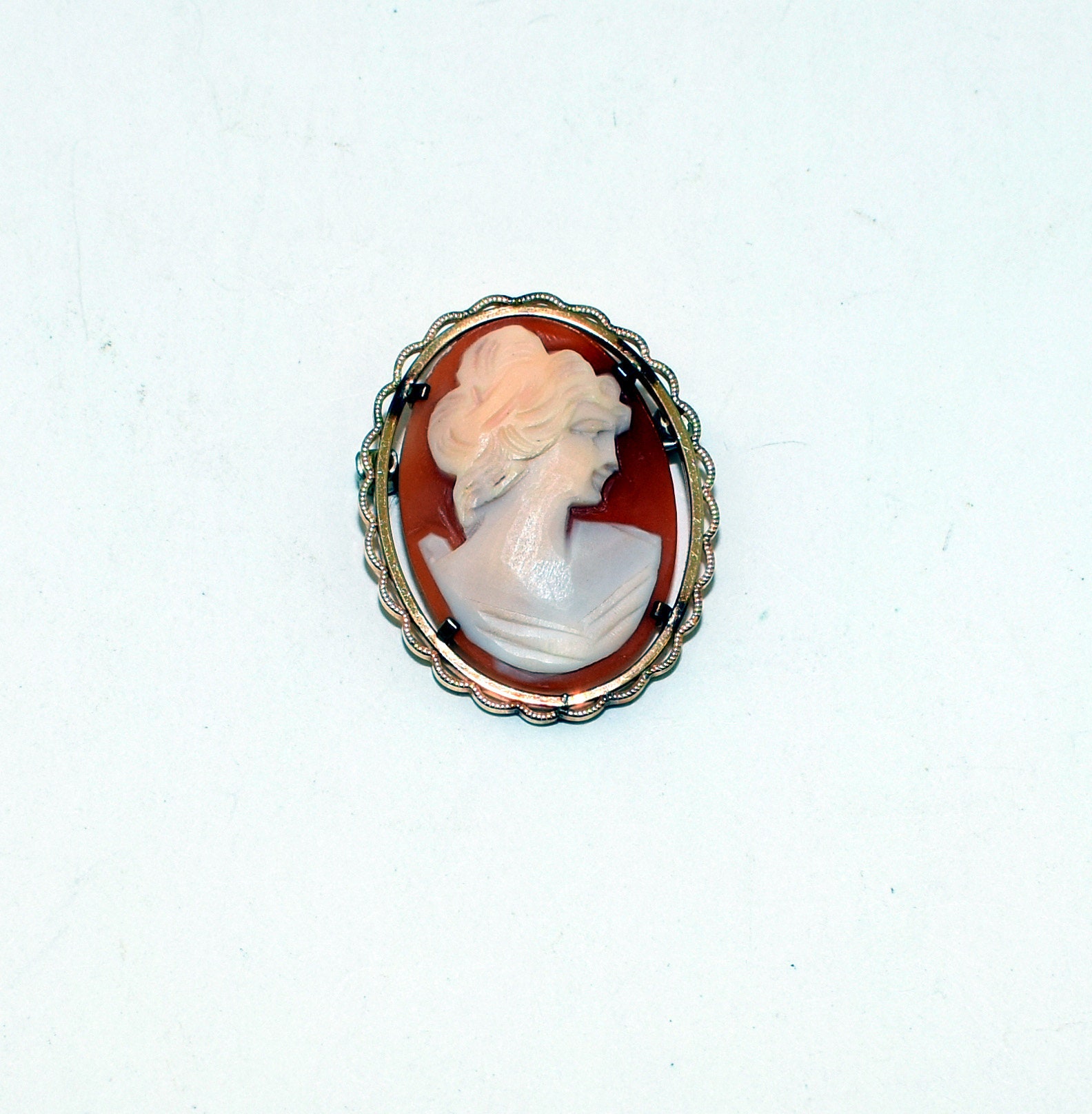 Krementz Carved Shell Cameo Brooch: 14kt Gold Overlay, Original Box - Etsy