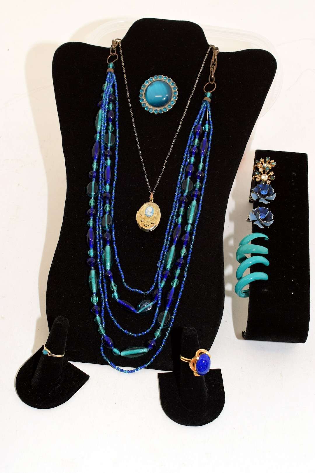 Vintage Blue/turquoise Blue Jewelry Set - Etsy