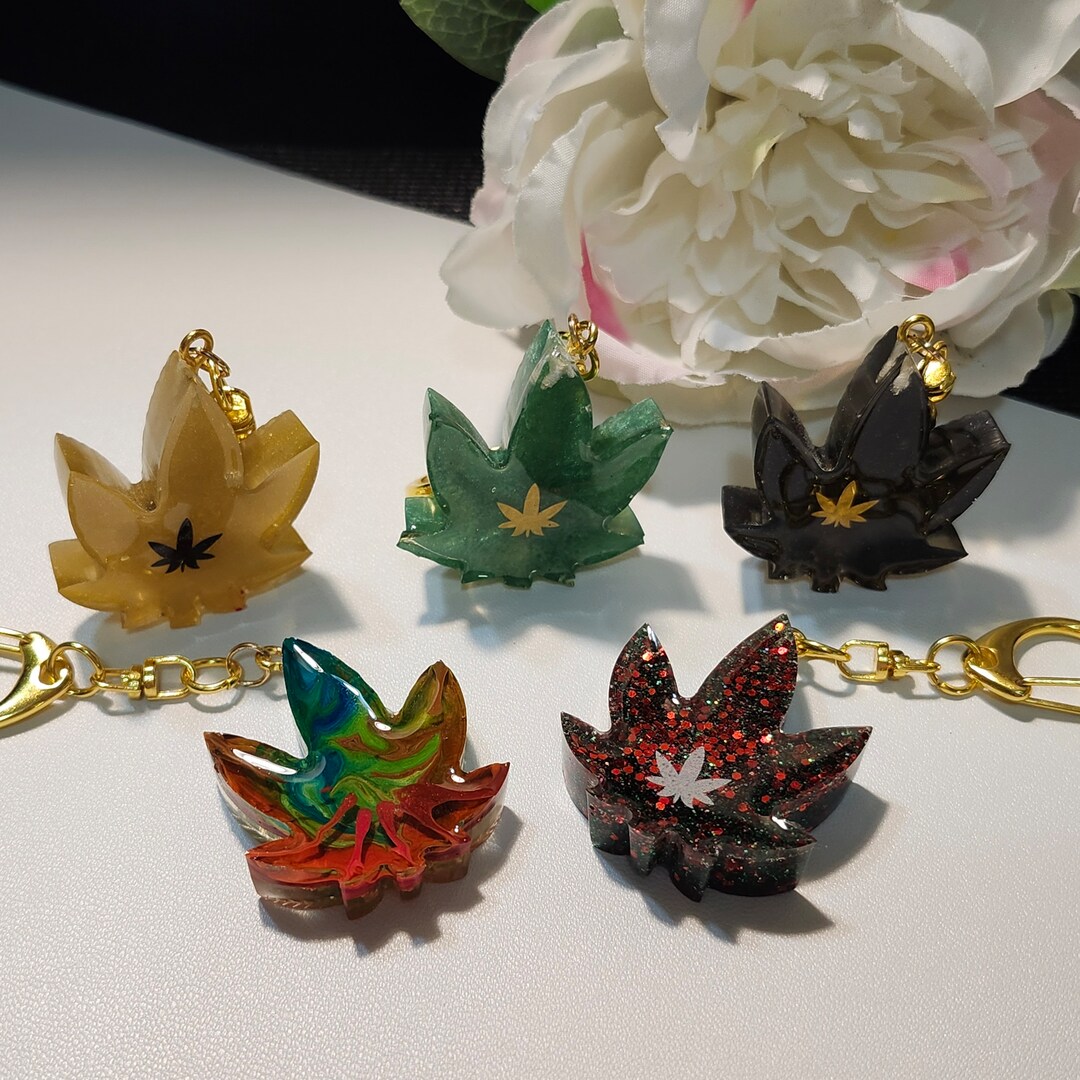 Handmade Weed, Cannabis Leaf, Green Keychain, Keyrings, Bag Charms ...