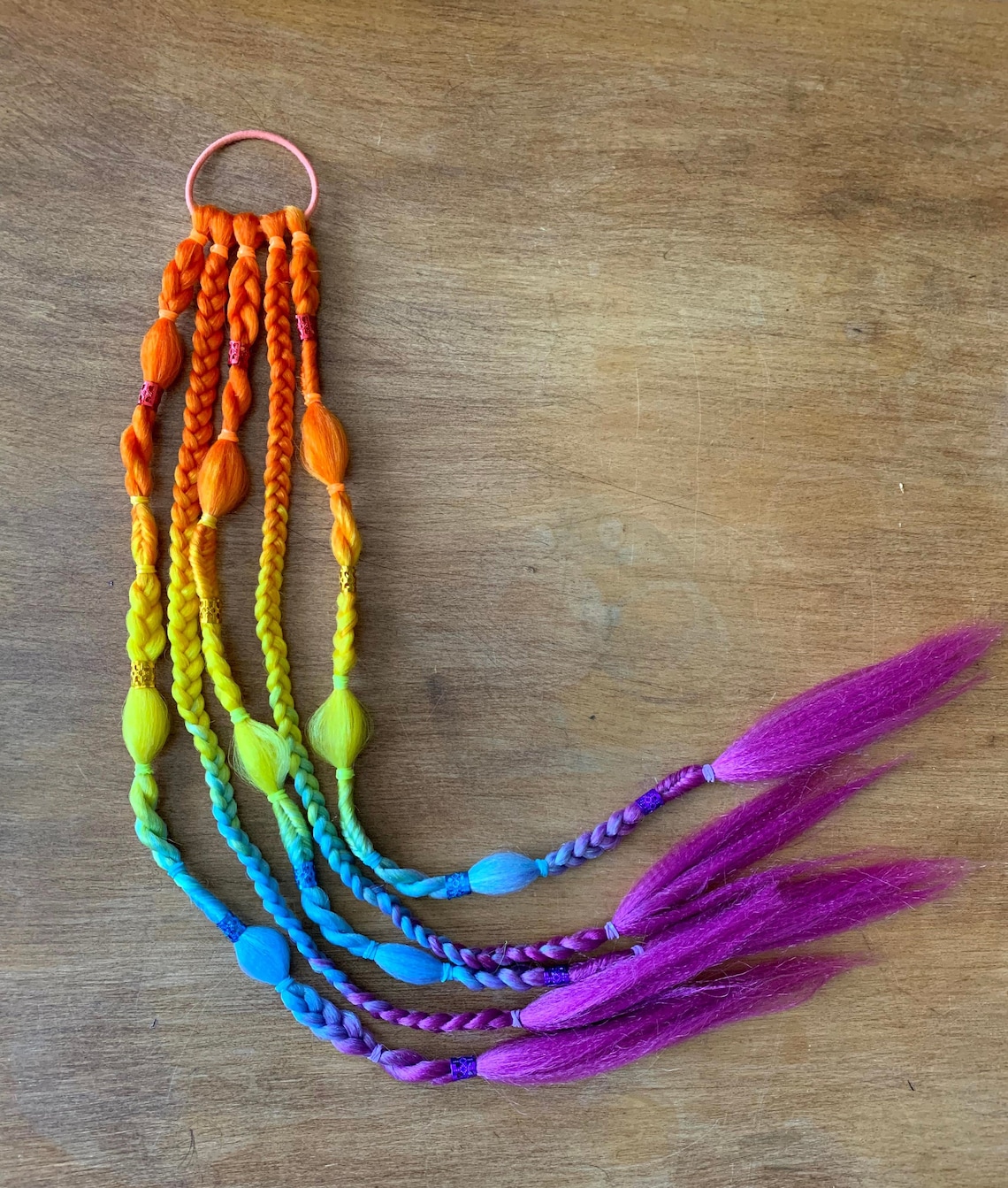 Elastic Band Braided Hair Extension Rainbow | Etsy