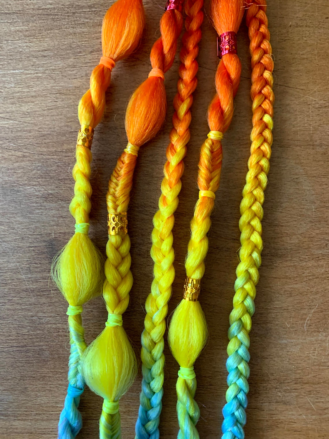 Elastic band Braided Hair Extension Rainbow | Etsy