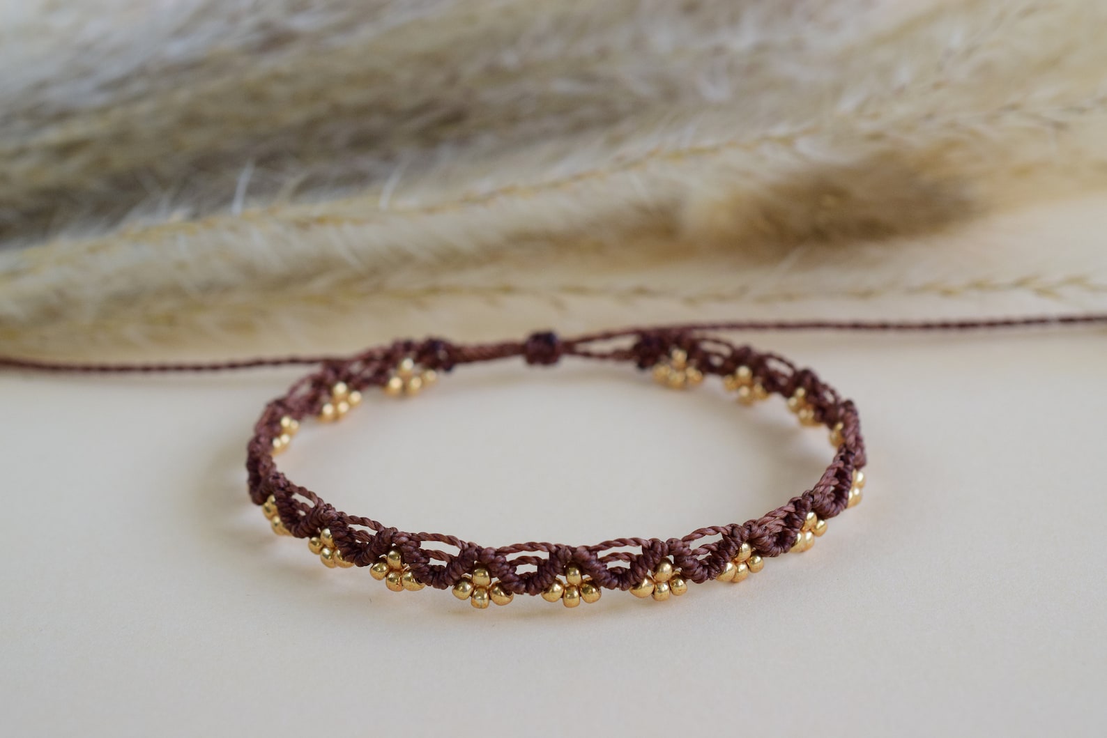 Macrame Anklet With Small Beads Boho Anklet Choose Your - Etsy