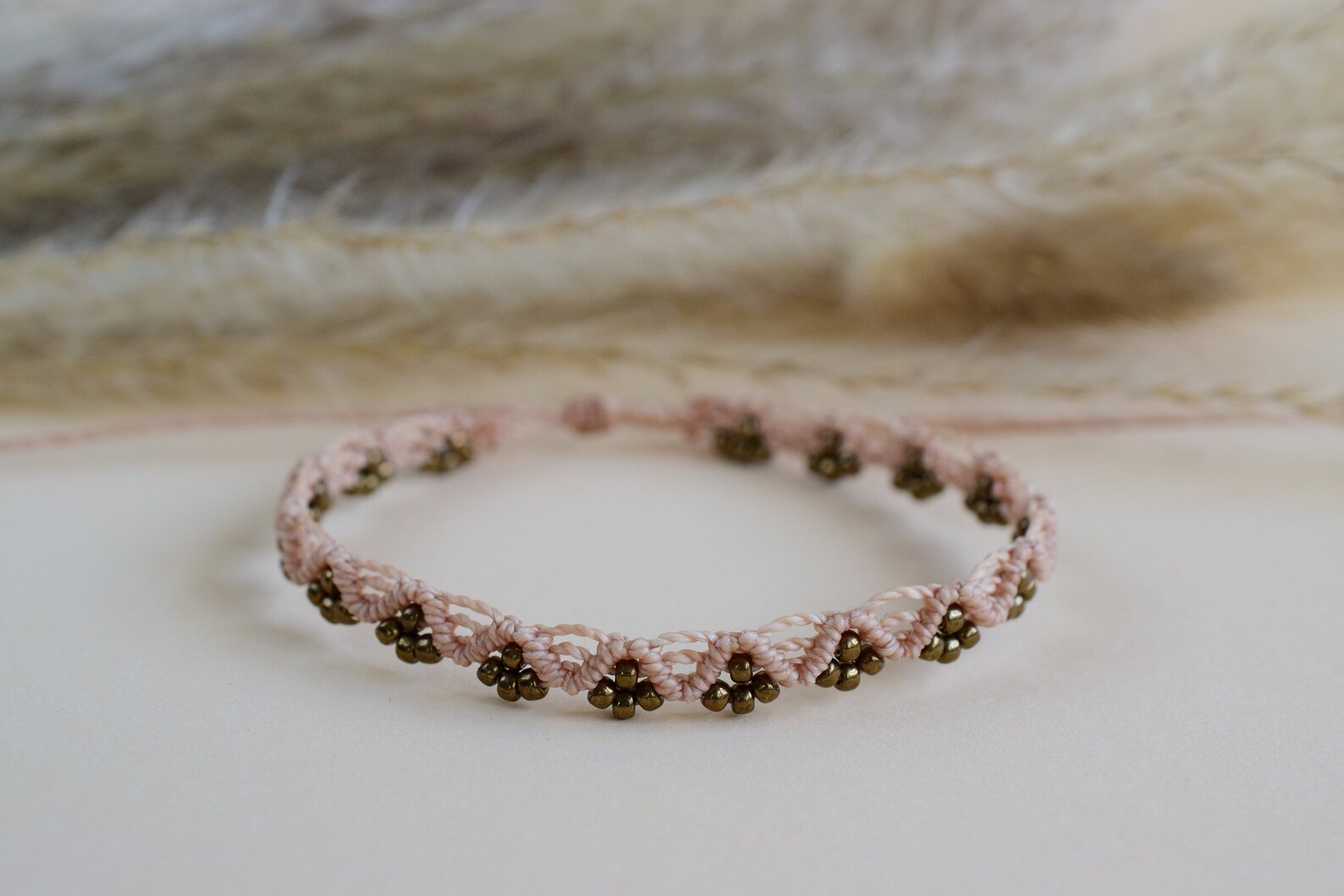 Macrame Anklet With Small Beads Boho Anklet Choose Your - Etsy