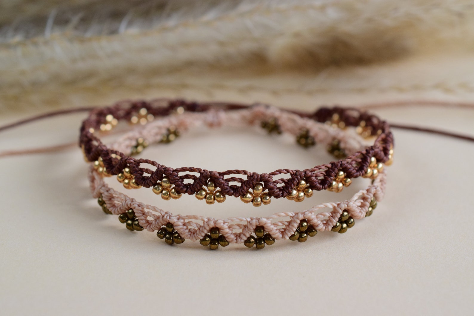 Macrame Anklet With Small Beads Boho Anklet Choose Your - Etsy