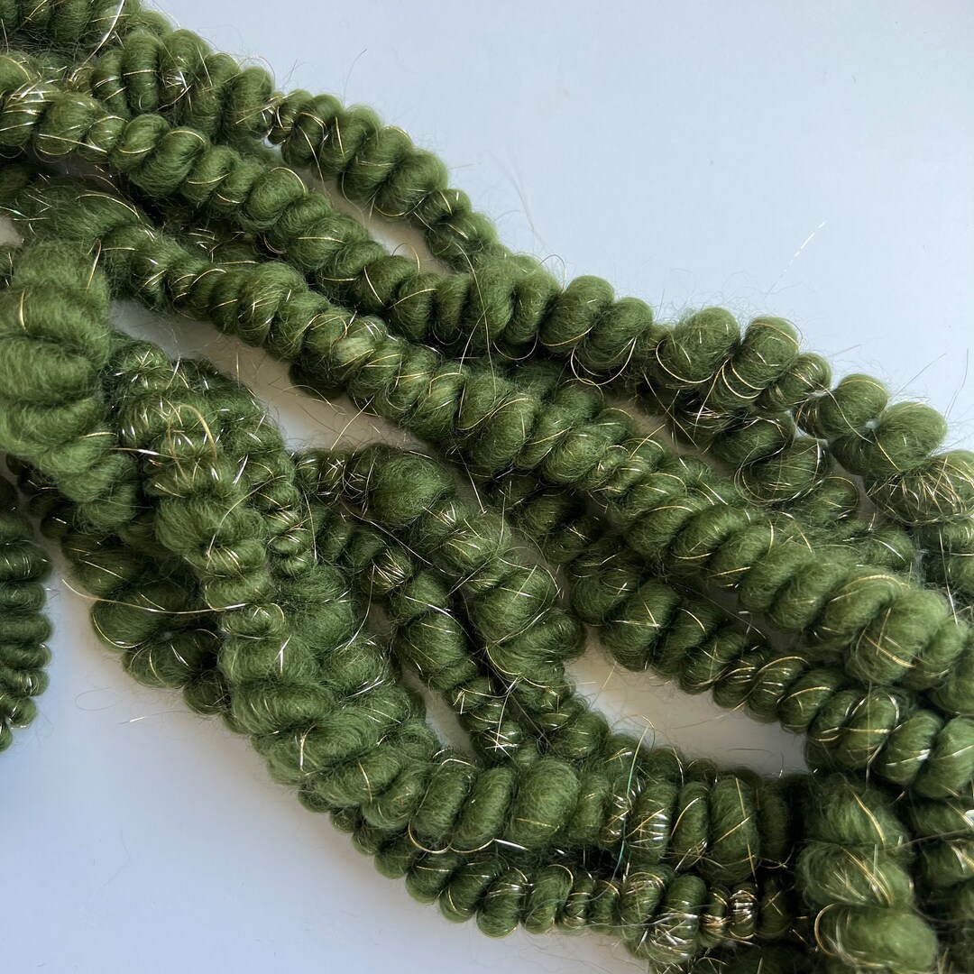 Art Yarn, Coiled Yarn, Christmas Yarn, Sparkly Yarn, Bulky Yarn, Green ...
