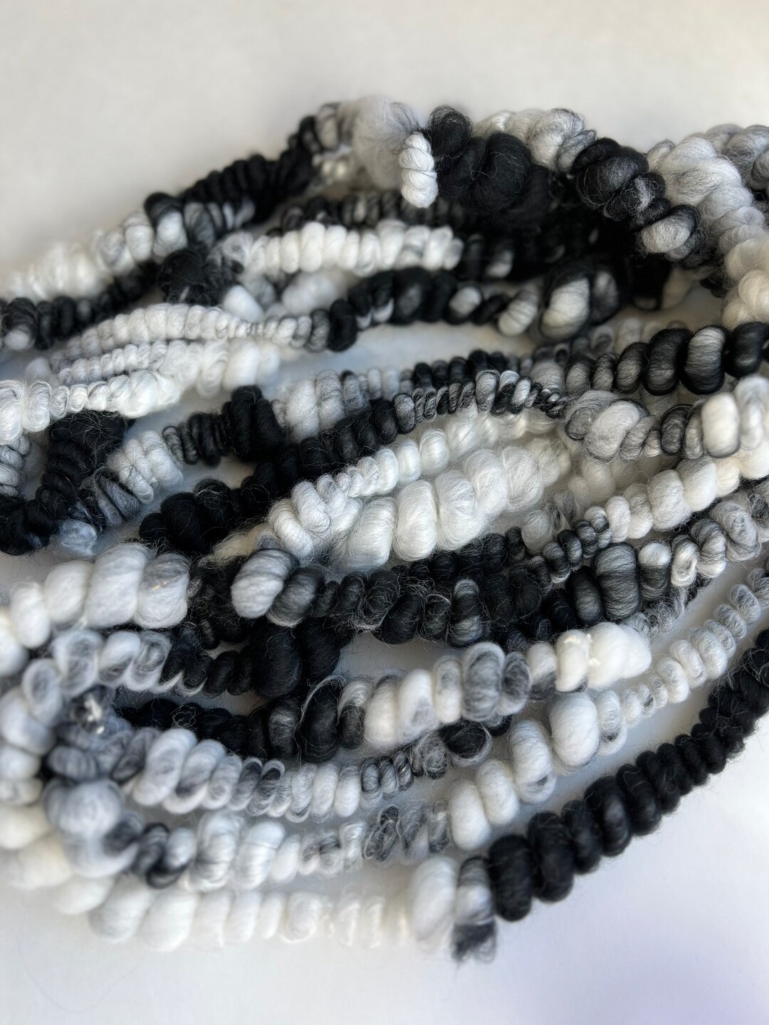 Art Yarn, Bulky Yarn, Yarn for Weaving, Coiled Yarn, Black and White ...