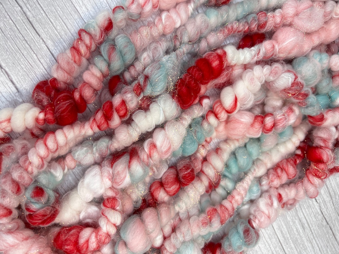 Handspun Art Yarn, Jumbo Yarn, Valentine Art Yarn, Weaving Yarn, Chunky ...