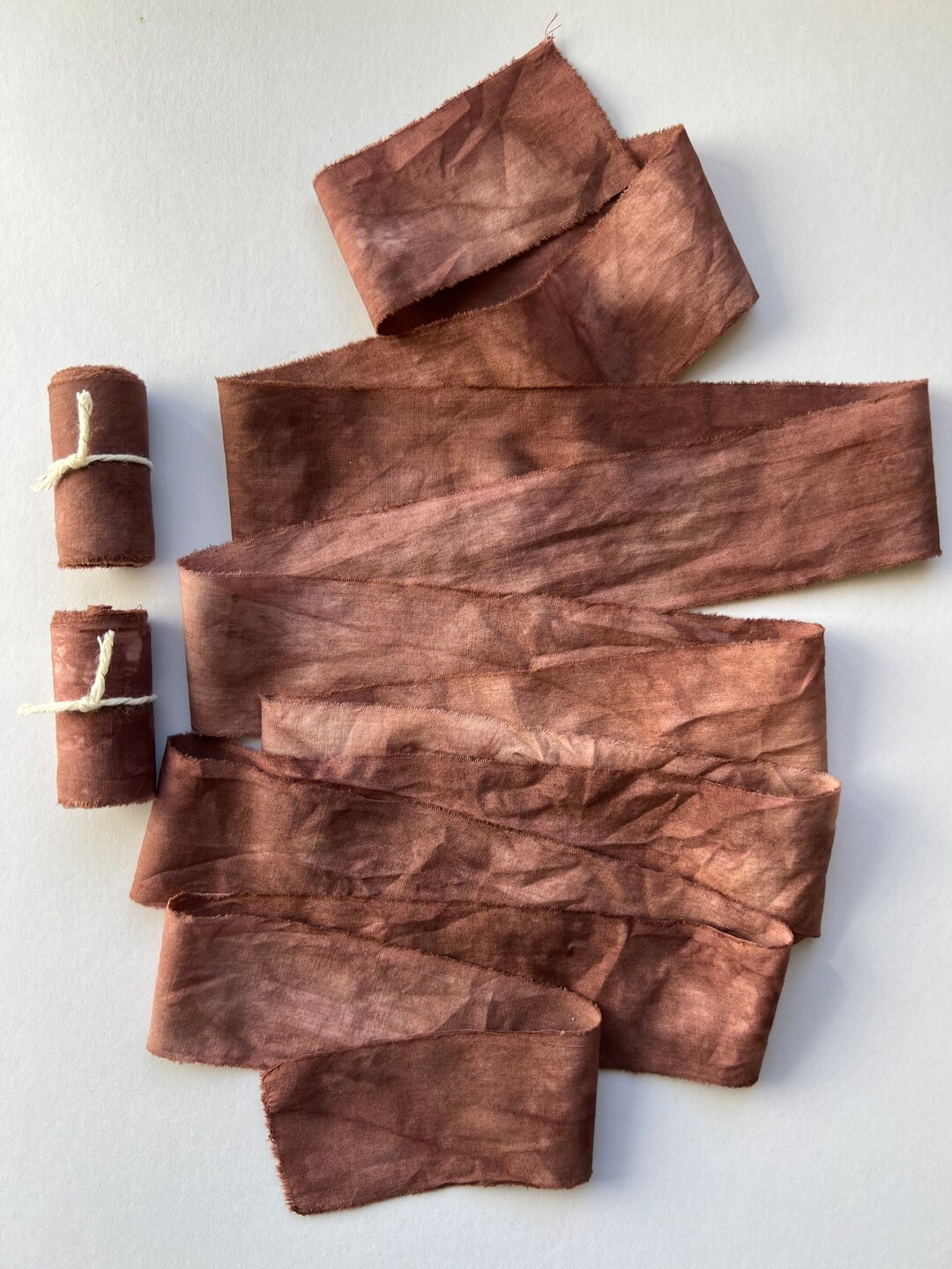 Hand Dyed Cotton Ribbon, Hand Torn Ribbon, Weaving Ribbon, Macrame ...