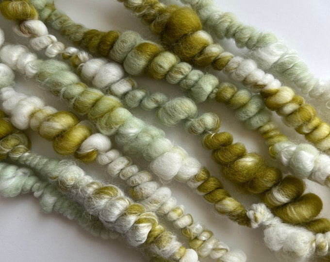 Handspun Art Yarn, Bulky Yarn, Green Art Yarn, Coilspun Yarn, Jumbo ...
