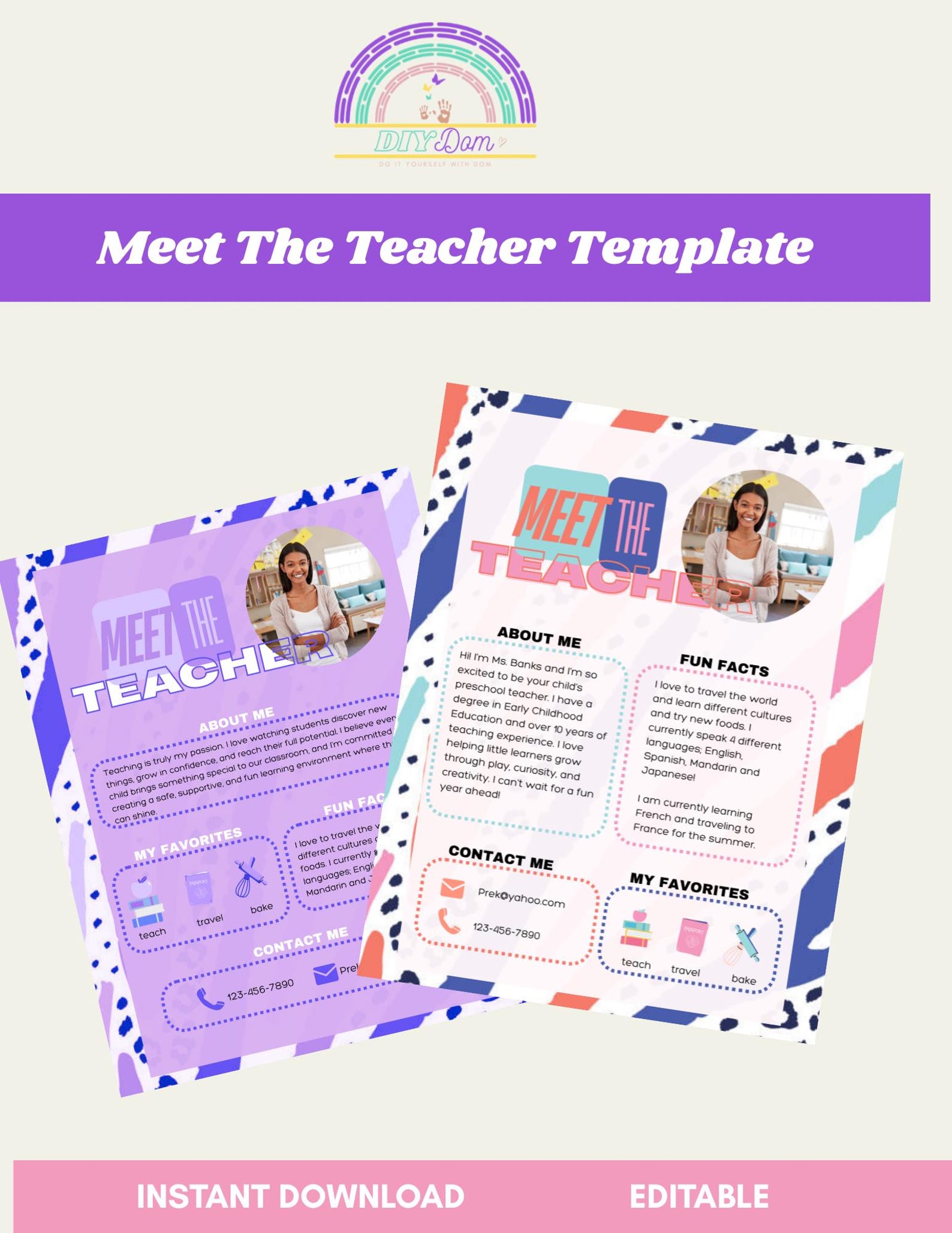 Meet the Teacher Template Editable Printable - Etsy
