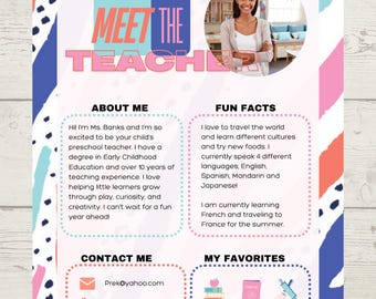 Meet the Teacher Butterfly Themed Welcome Letter Template for Grades PK ...