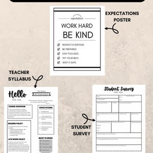 Editable Classroom Rules Poster Set – Work Hard Be Kind | 5 Rule ...