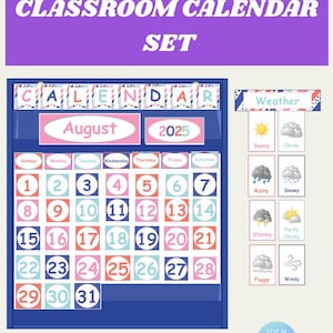 Editable Classroom Calendar Set: Months, Days, Weather - Canva Template ...