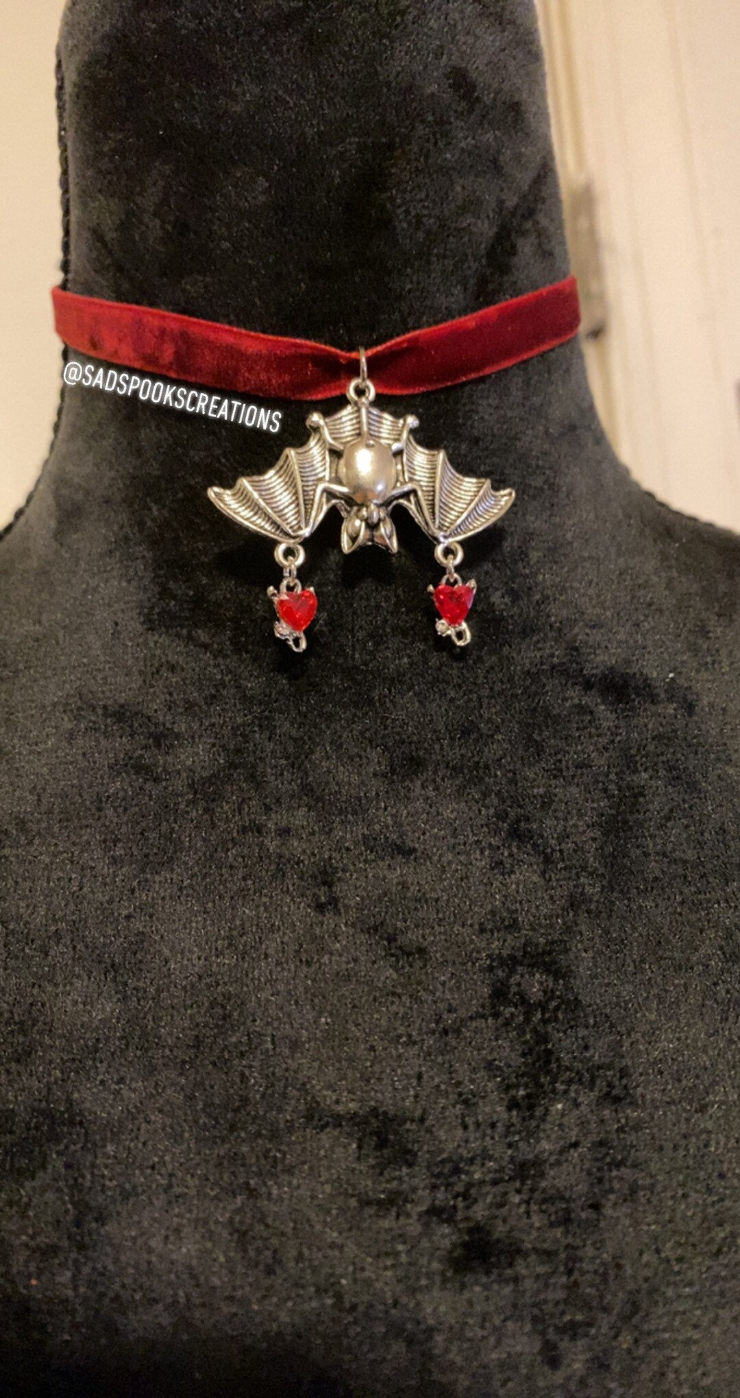 Gothic Vampire Red Velvet Bat Choker - Etsy